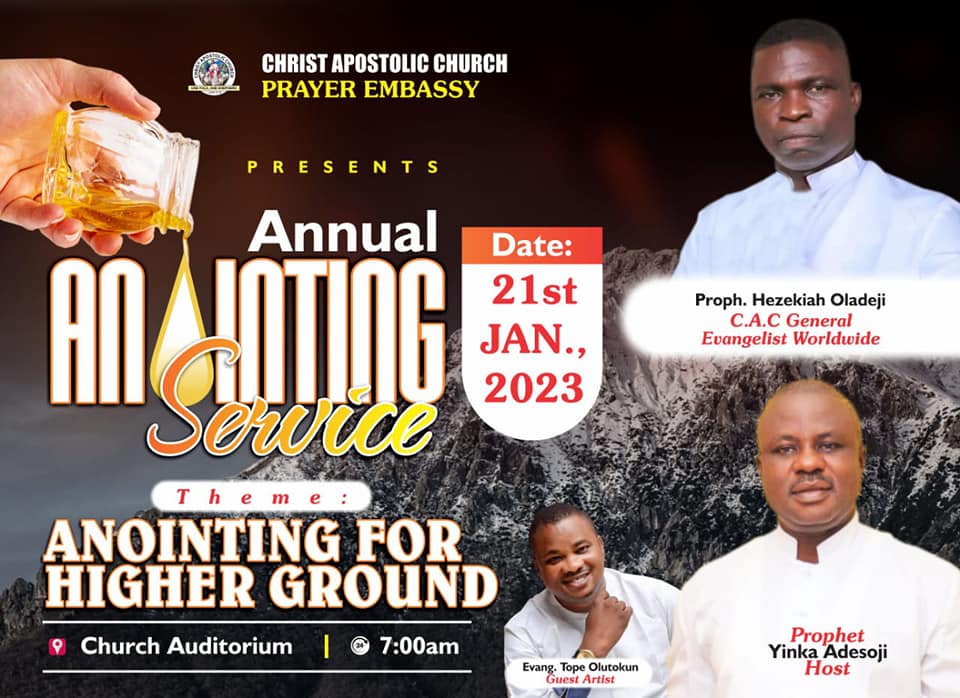 Anointing Service: Prophet Adeyinka Adesoji Ready, As Prophet Hezekiah Oladeji, CAC General ...